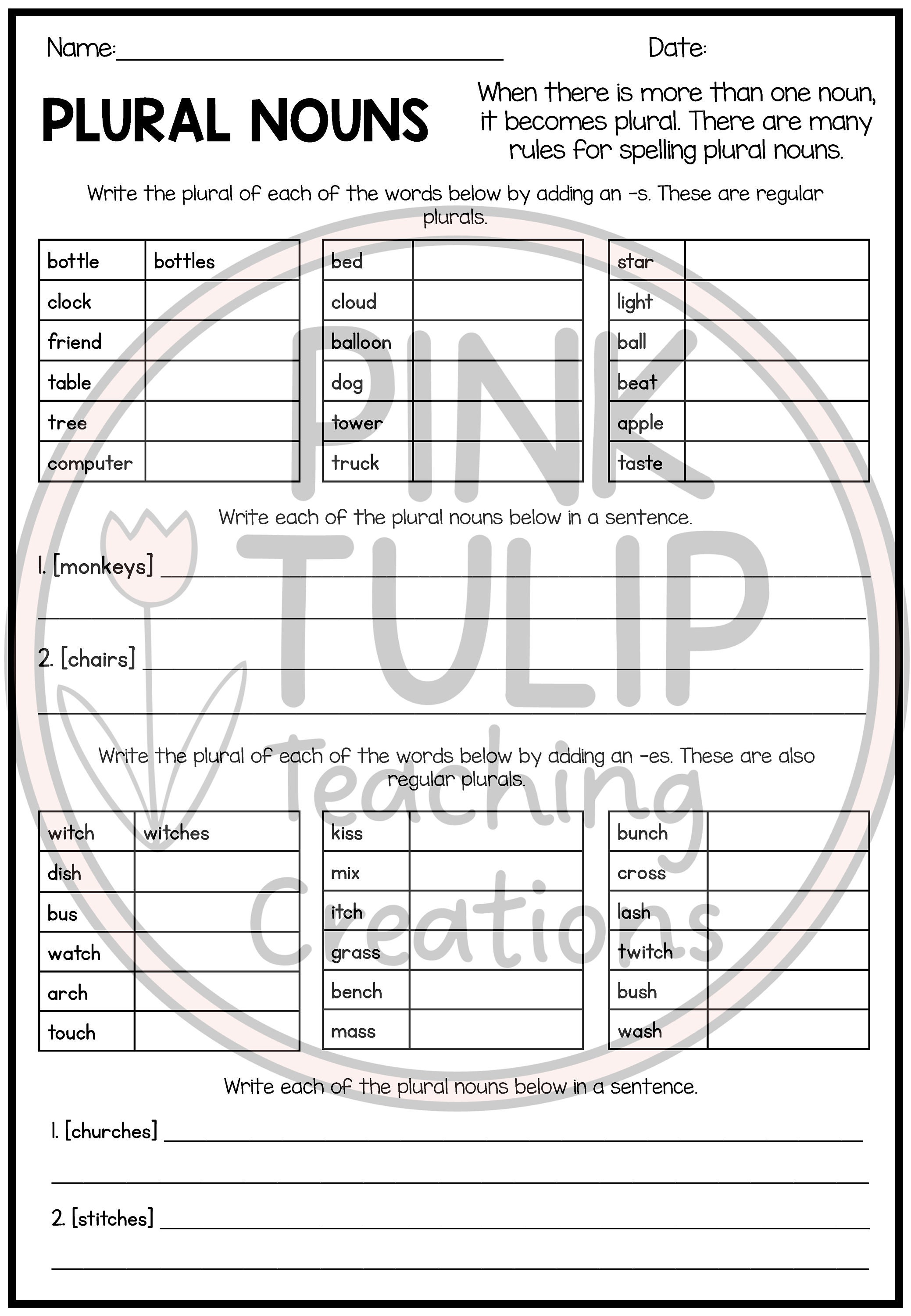Parts of Speech Grammar Workbook - Etsy