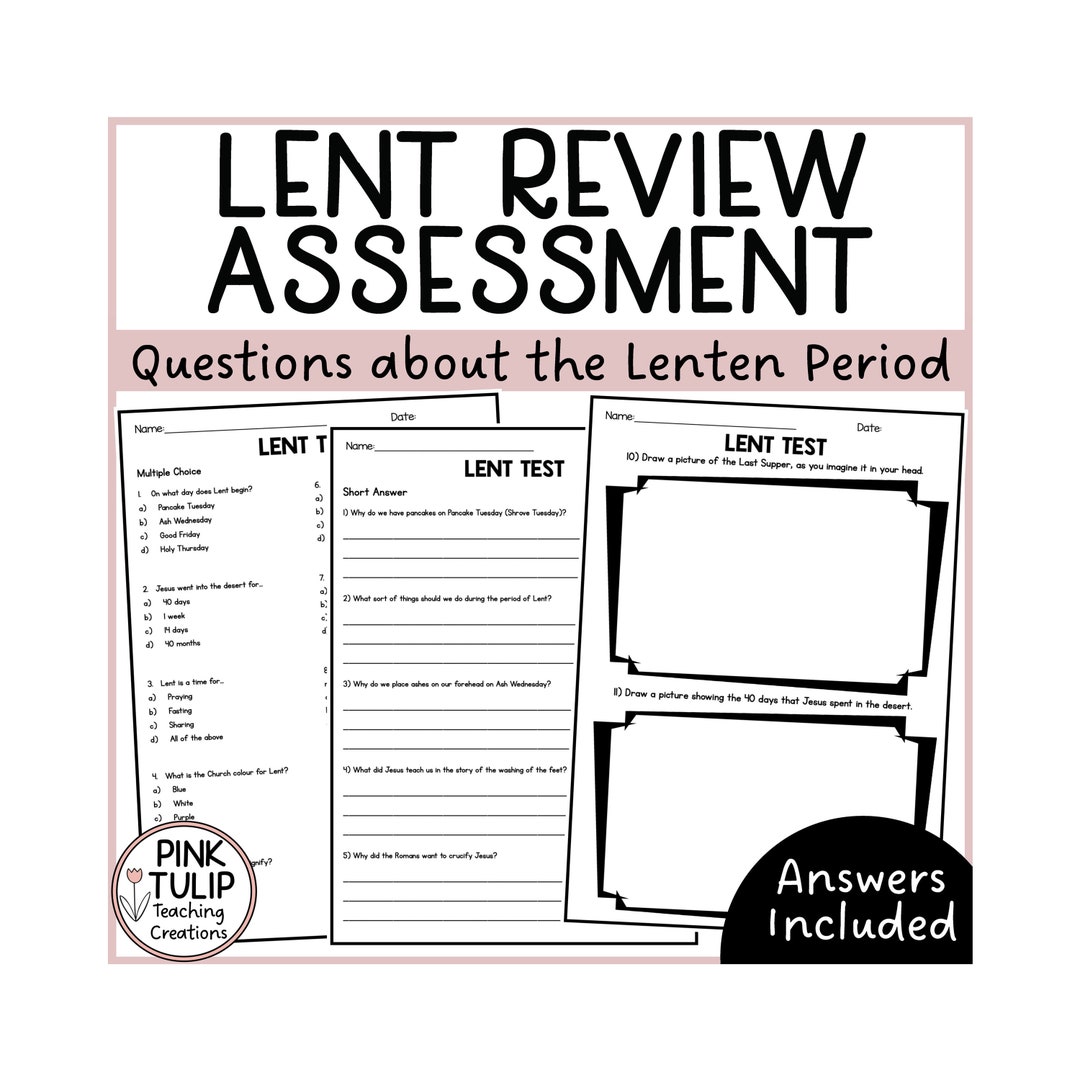 Lent Test - Assessment on Shrove Tuesday to Palm Sunday - Etsy
