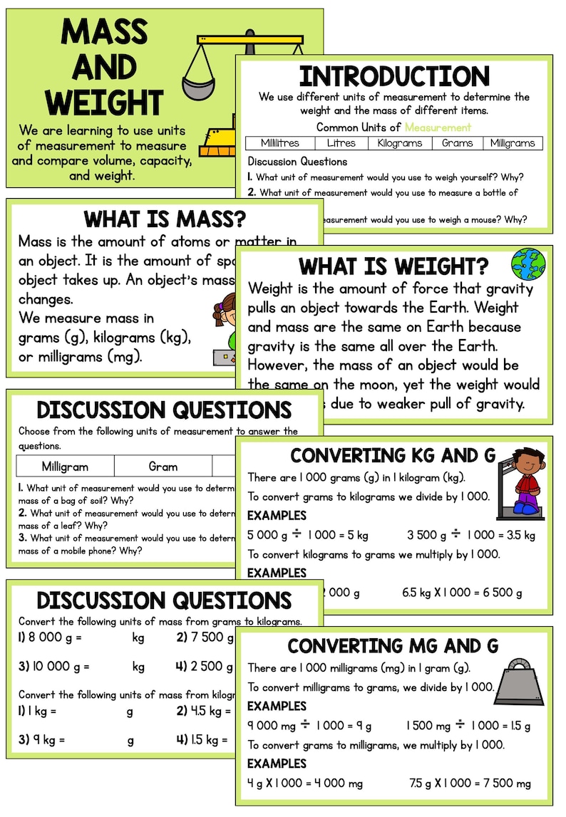 Mass, Weight, and Volume - Teaching Powerpoint Presentation - Etsy