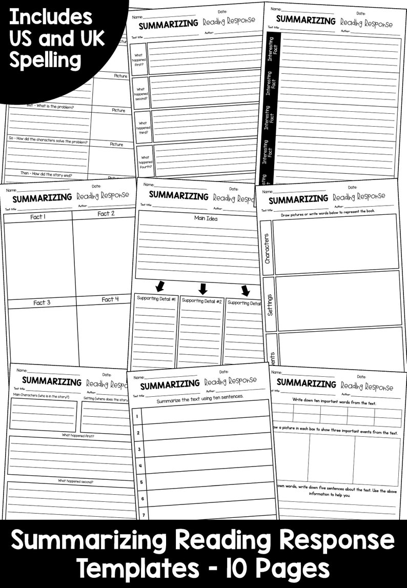 Reading Response Templates Reading Strategies Bundle - Etsy