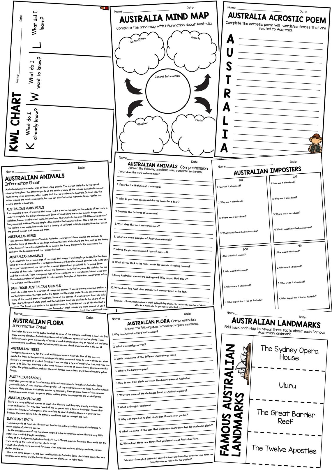 Australian Geography - Learning Activity Pack - Etsy