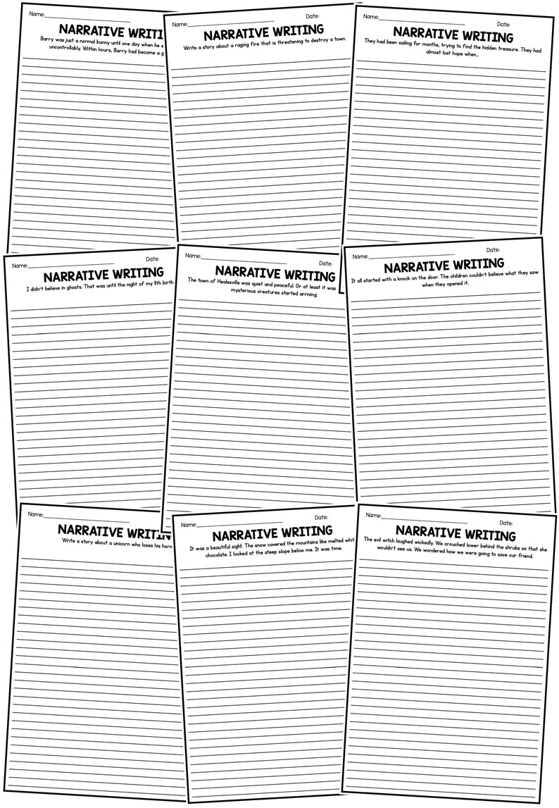 Narrative Writing Prompts - Lightning Writing - Etsy