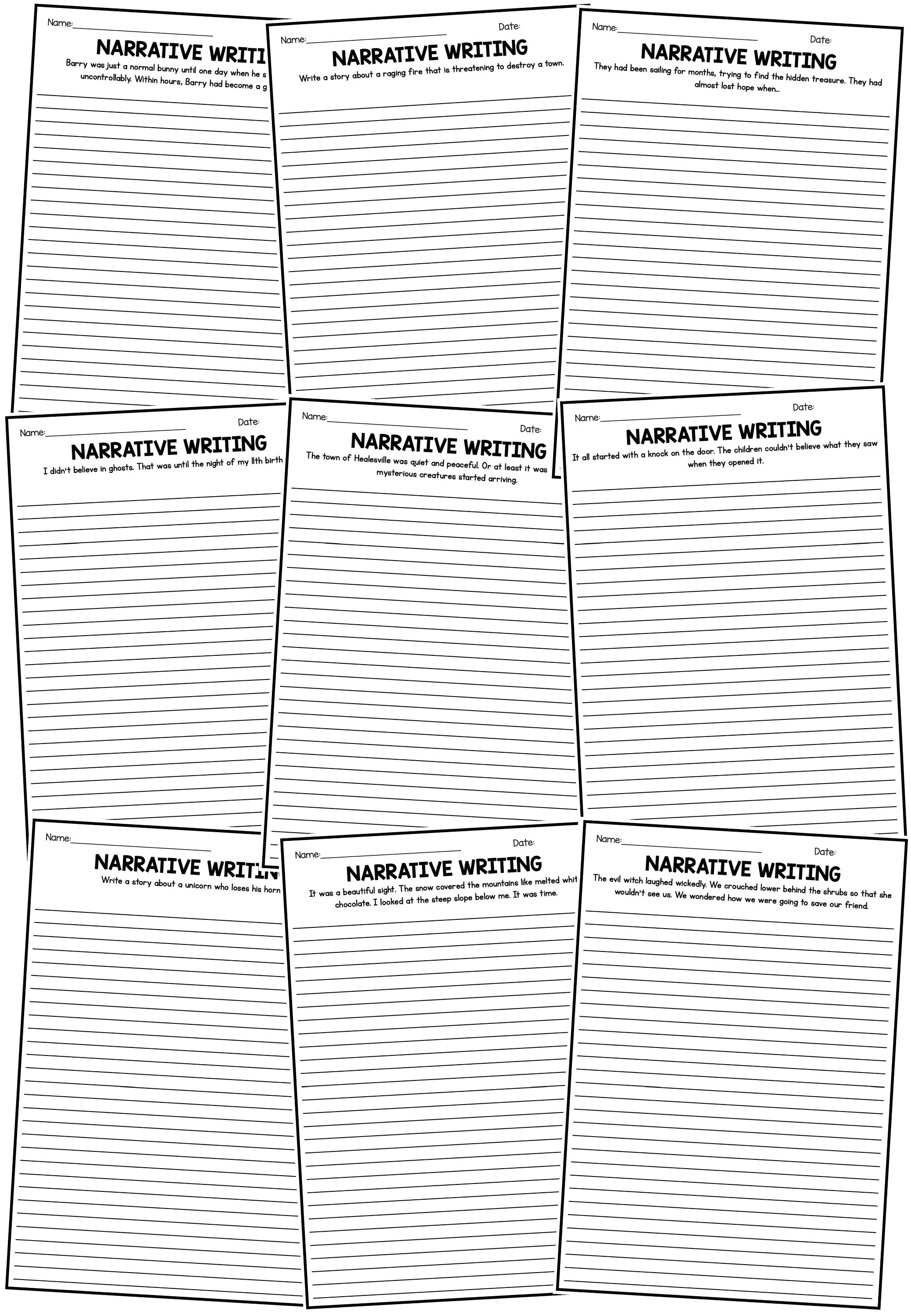 Narrative Writing Prompts - Lightning Writing - Etsy