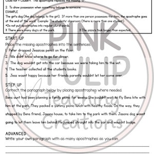 Apostrophes and Speech Marks - Grammar Worksheets With Answers - Etsy