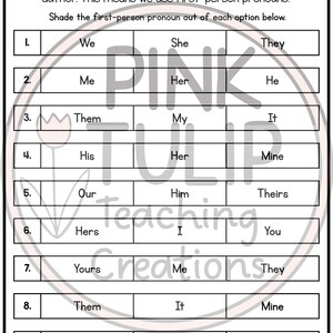 Recount Writing, First-person Pronouns Worksheets - Etsy