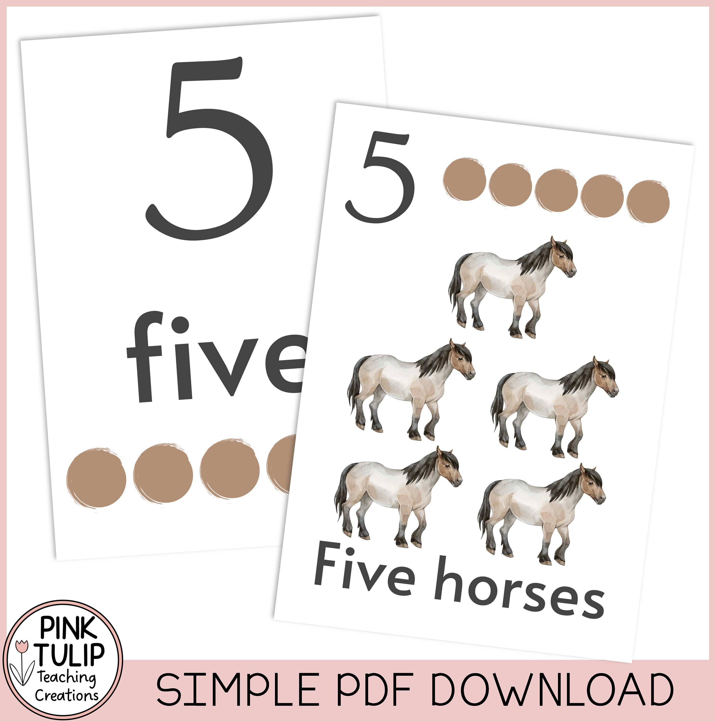 Number Matching Flash Cards - Farm Animal Theme - Etsy