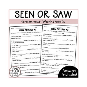 Seen or Saw Grammar Worksheets - Etsy