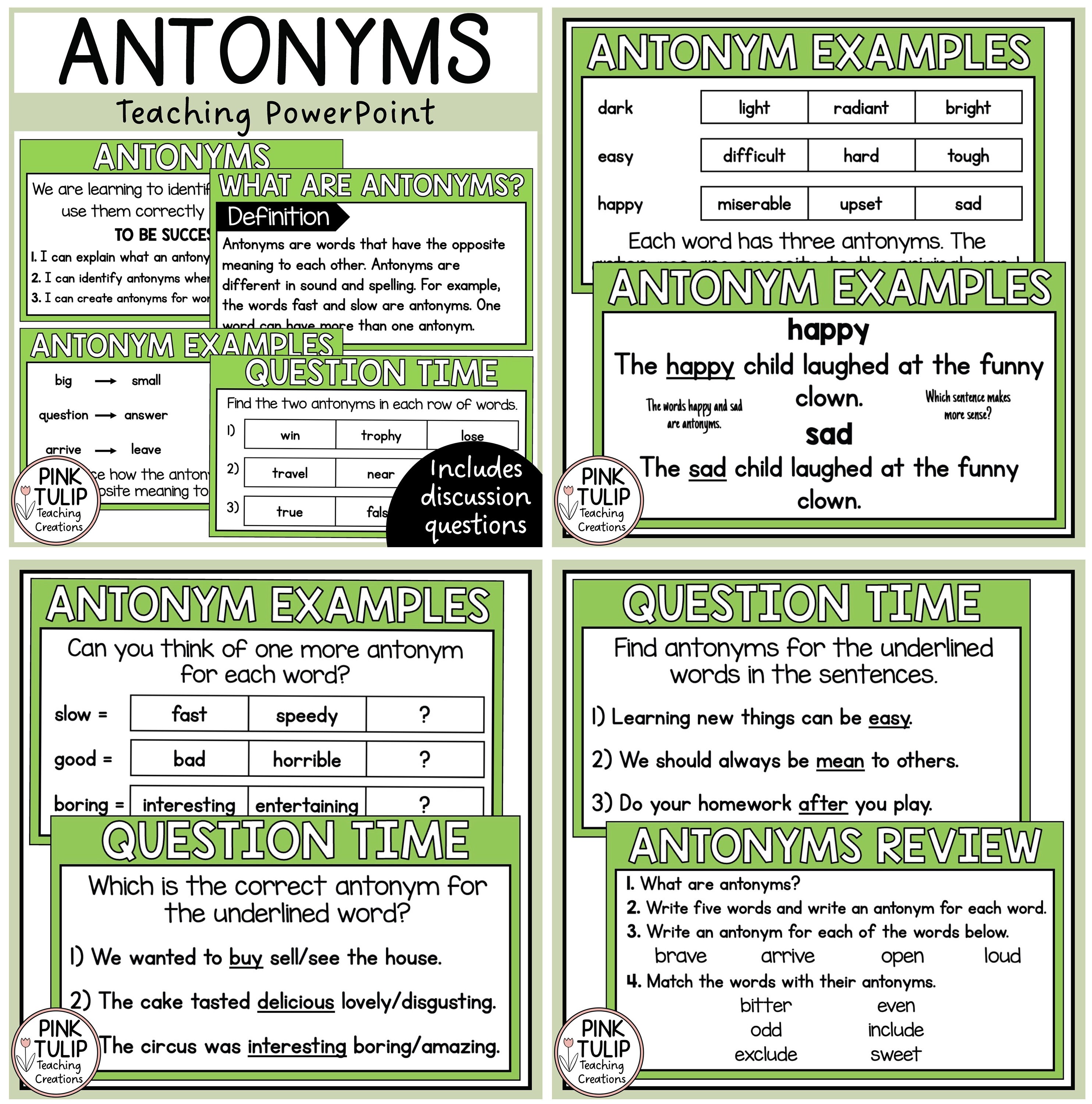 Antonyms Bundle - Worksheet Pack and Guided Teaching Powerpoint - Etsy