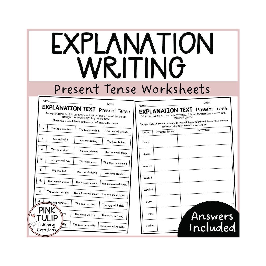 Explanation Writing - Present Tense Worksheets - Etsy