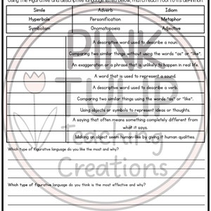 Figurative and Descriptive Language - Narrative Writing Worksheets - Etsy