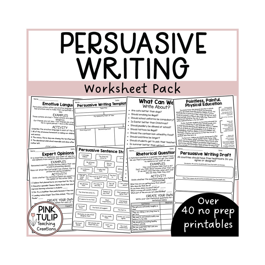 Persuasive Writing Worksheet Pack - No Prep Lesson Ideas - Etsy