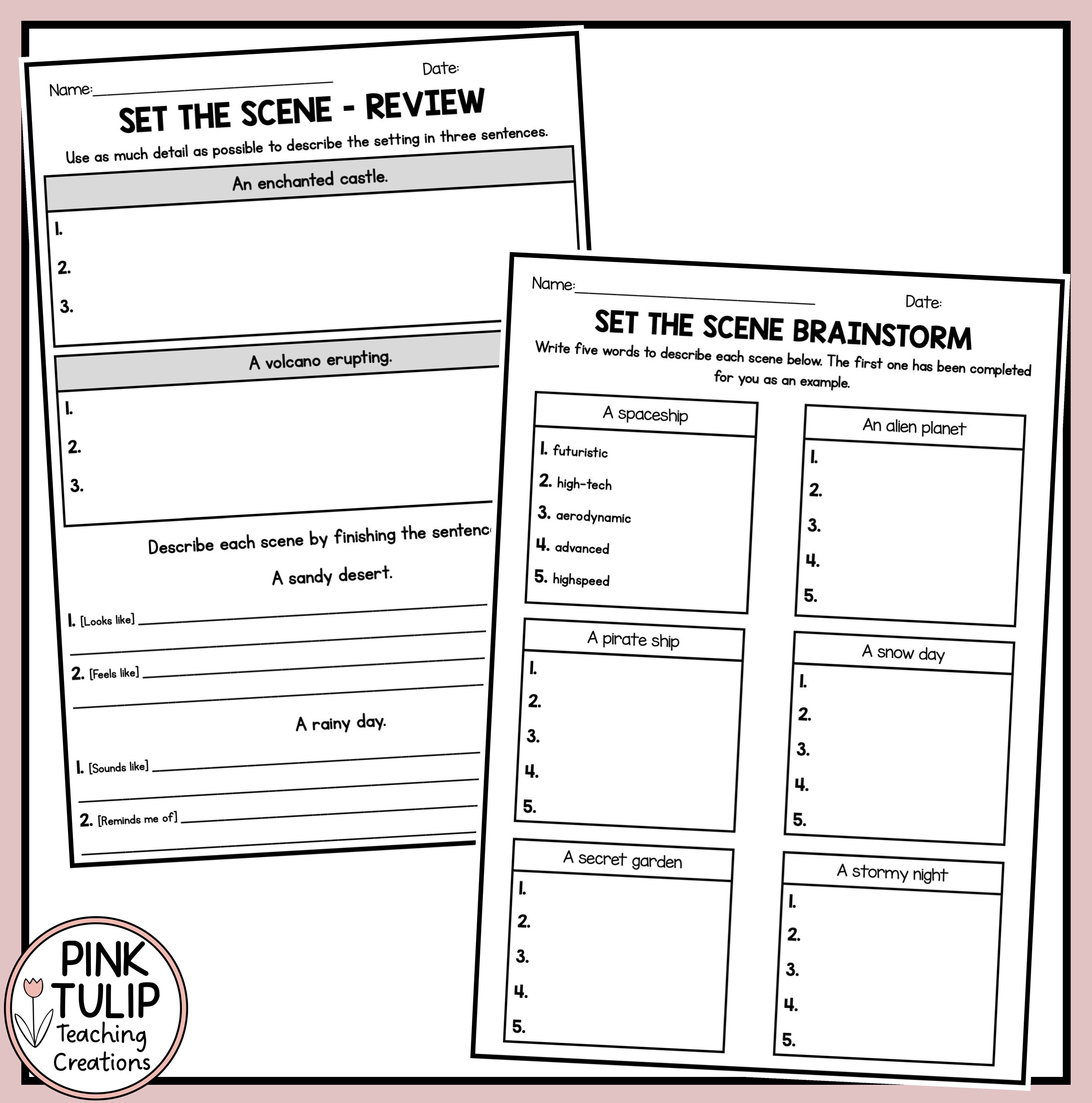 Set the Scene - Narrative Writing Worksheets - Etsy