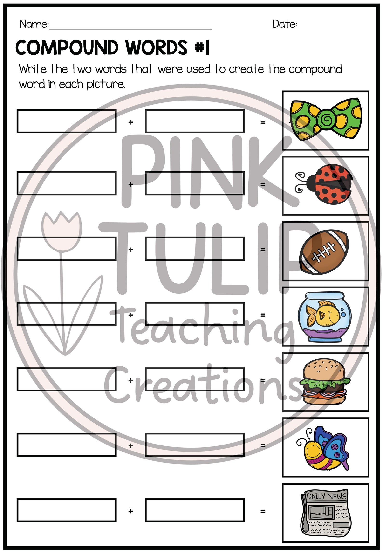 Compound Words - Worksheet Pack - Etsy