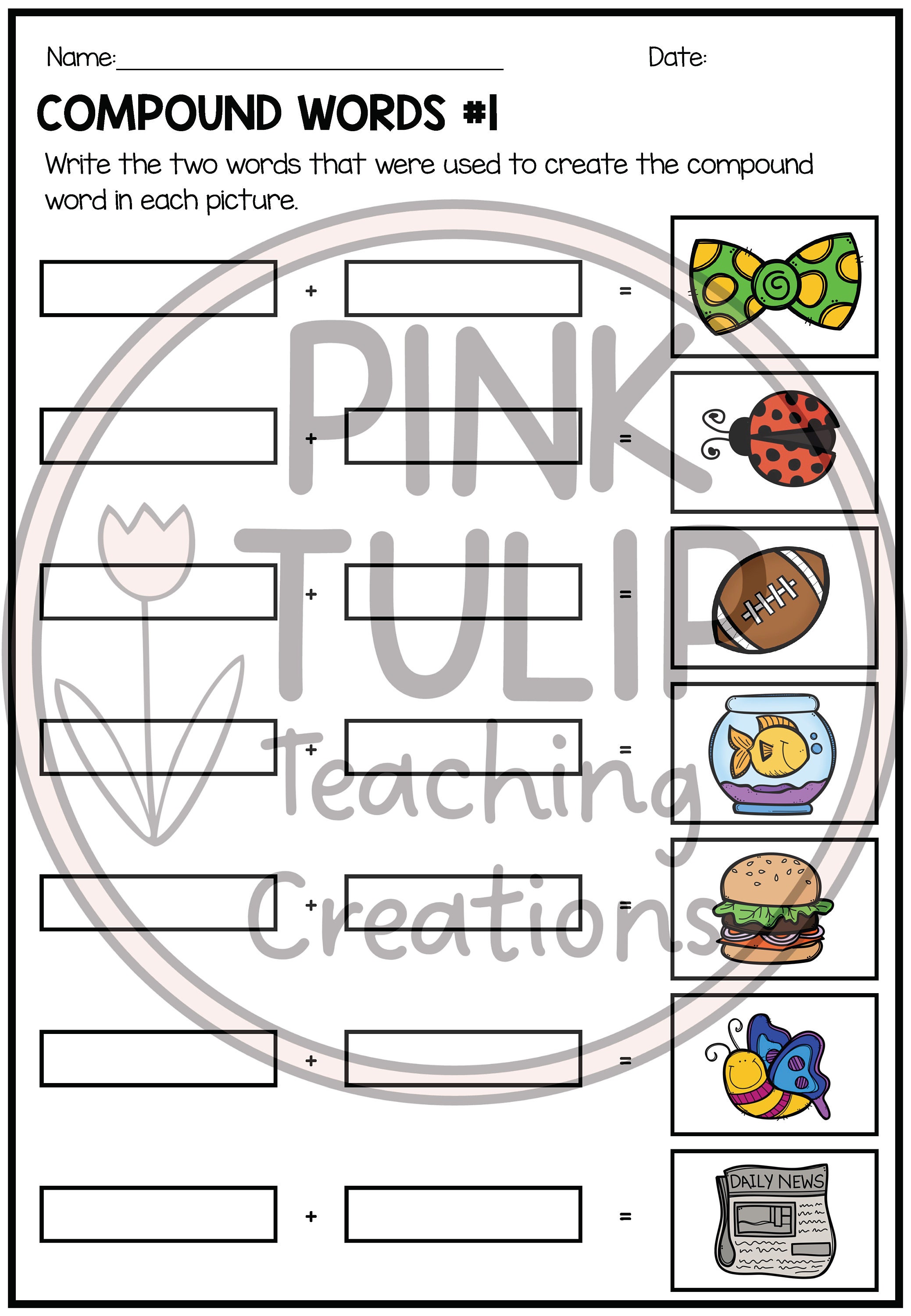 Hojas De Trabajo De Palabras Compuestas