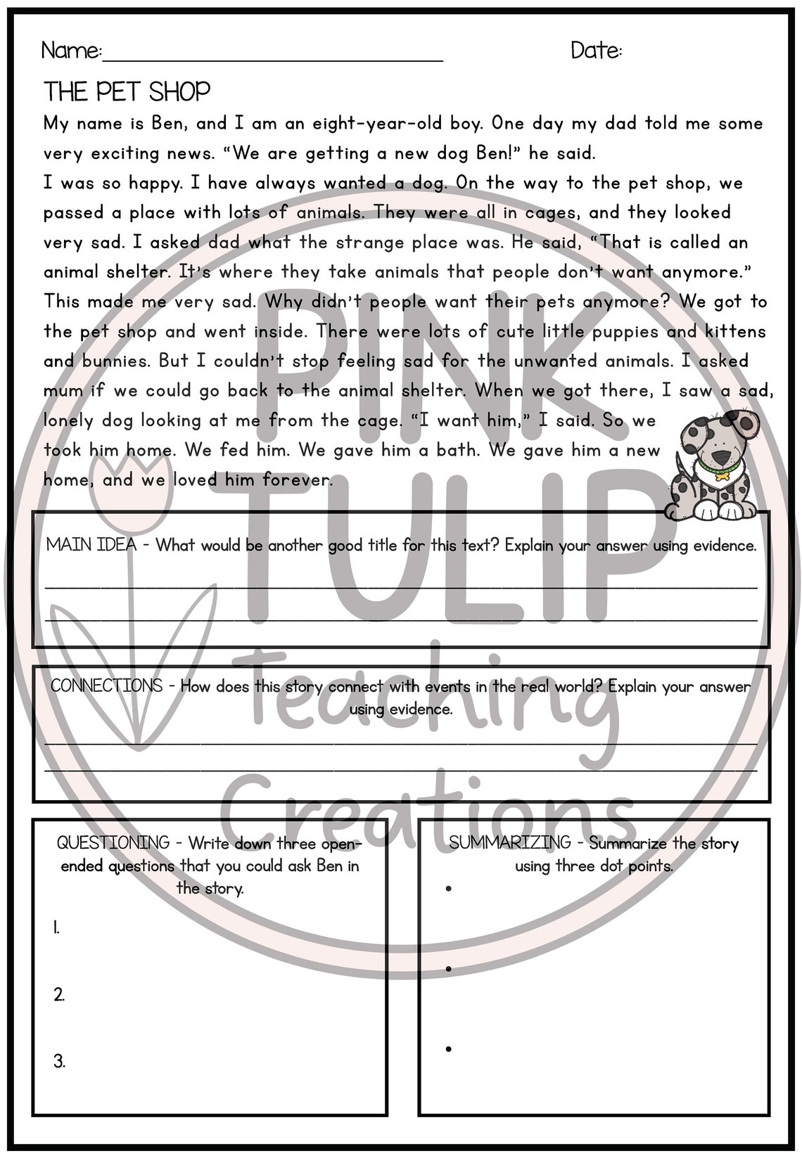 Comprehension Worksheets - Reading Strategies Set #10 - Etsy