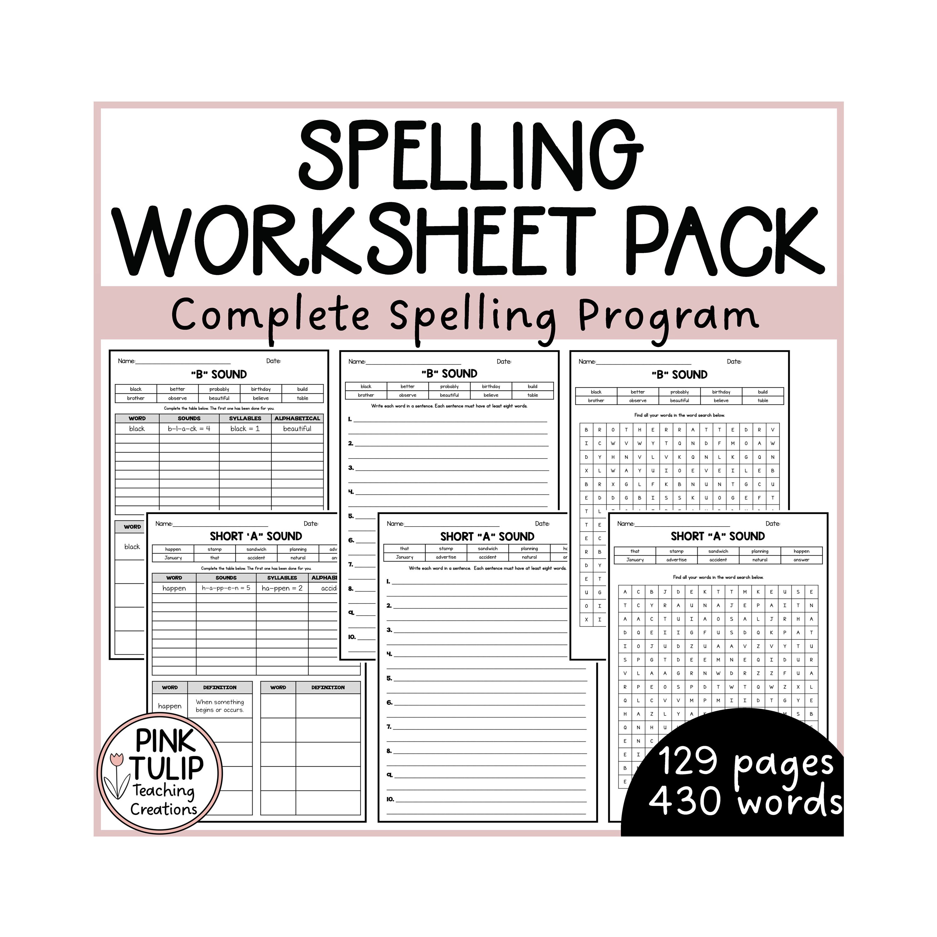 Year Long Spelling Workbook - Graphemes and Phonemes - Etsy