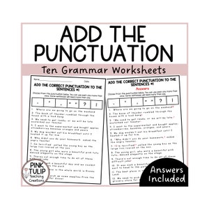 Add Punctuation to the Sentences - Worksheet Pack - Etsy