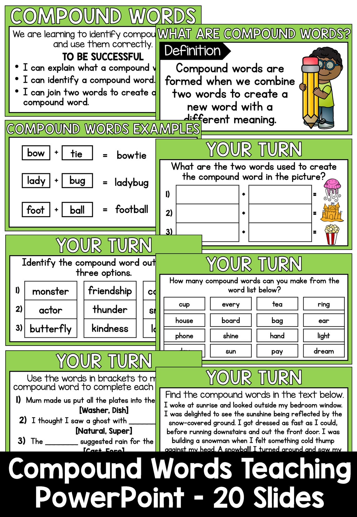 Compound Words Bundle Worksheet Pack and Guided Teaching Powerpoint ...