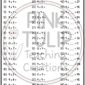 Multiplication Times Table Worksheets - Numeracy Warm Up - Etsy