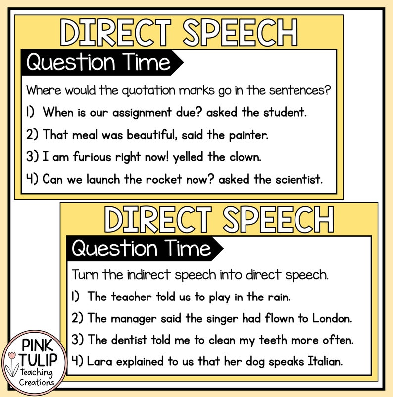 Direct Speech Quotation Marks Powerpoint - Guided Teaching - Etsy