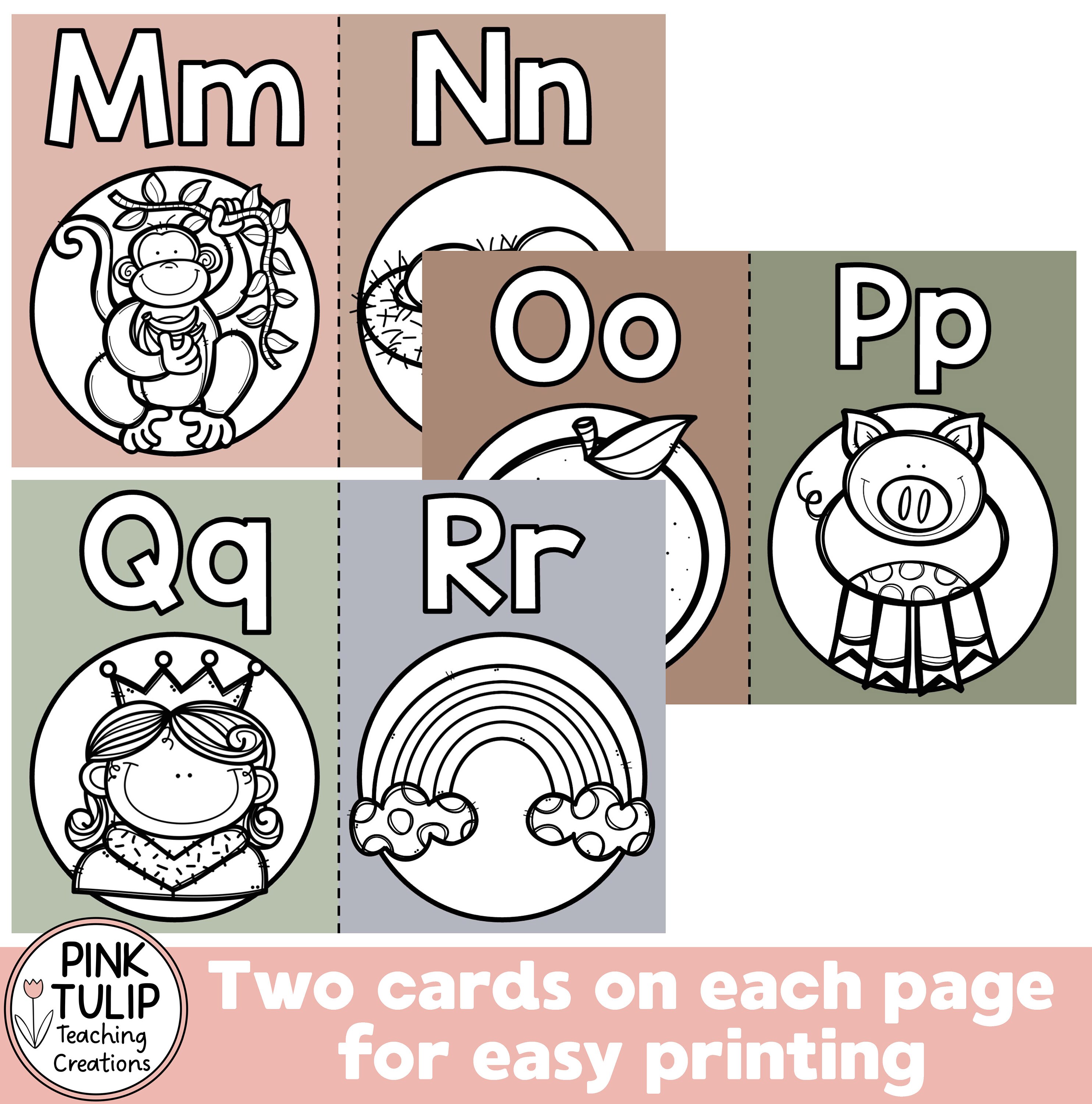 Alphabet Flash Cards Earth Tones Theme - Etsy