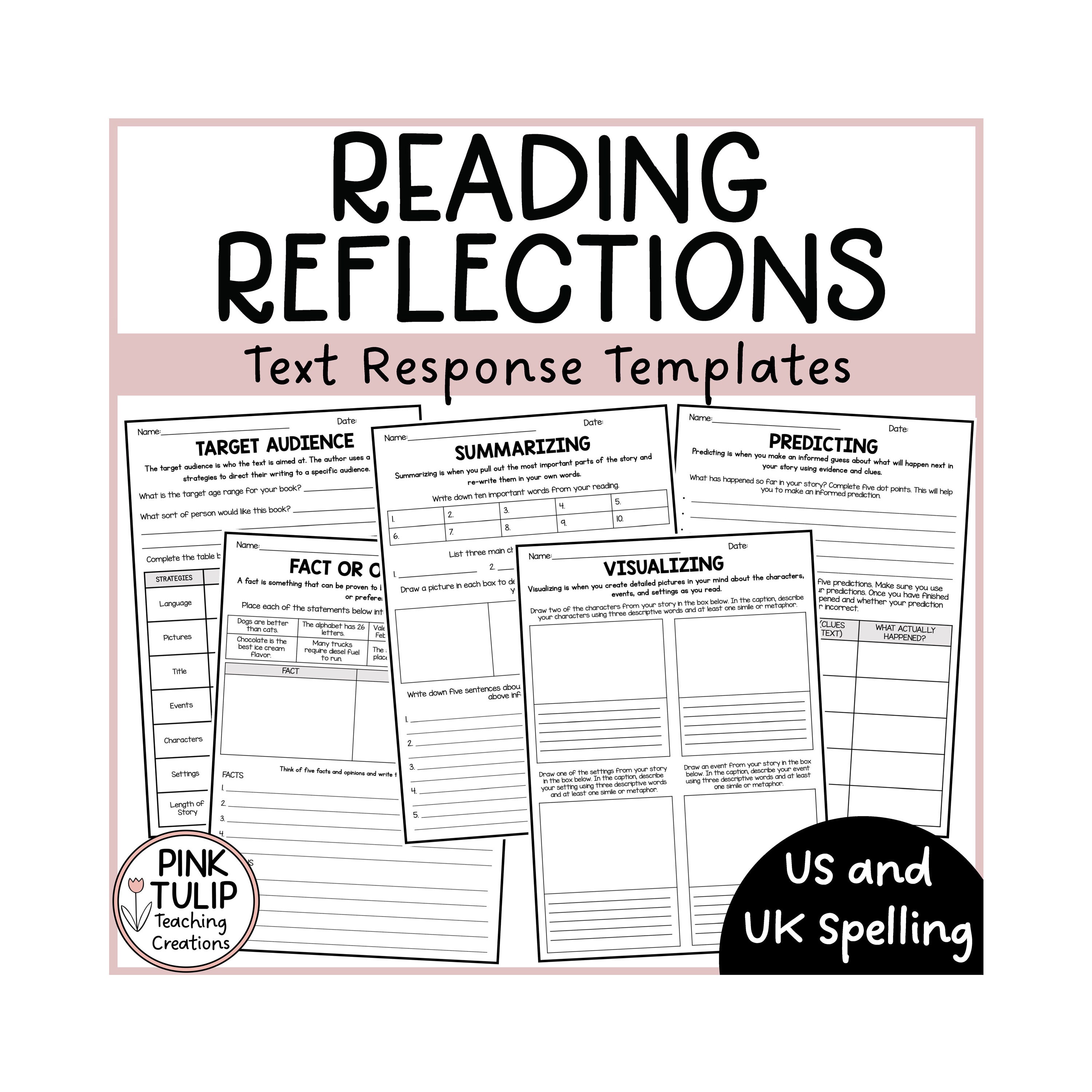 Reading Strategies Worksheets - Use With Any Book - Etsy