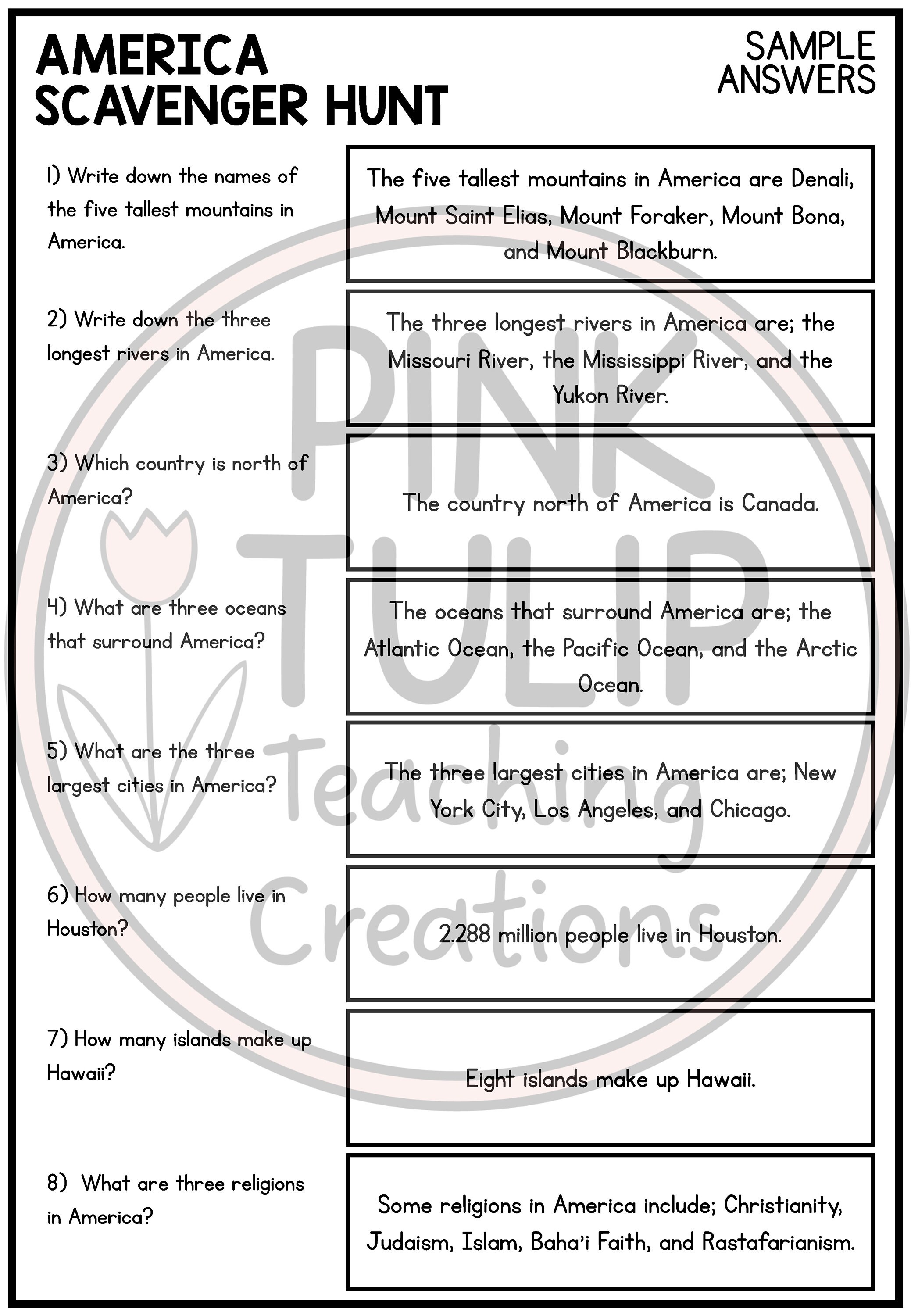 America Scavenger Hunt - Research Task - Etsy