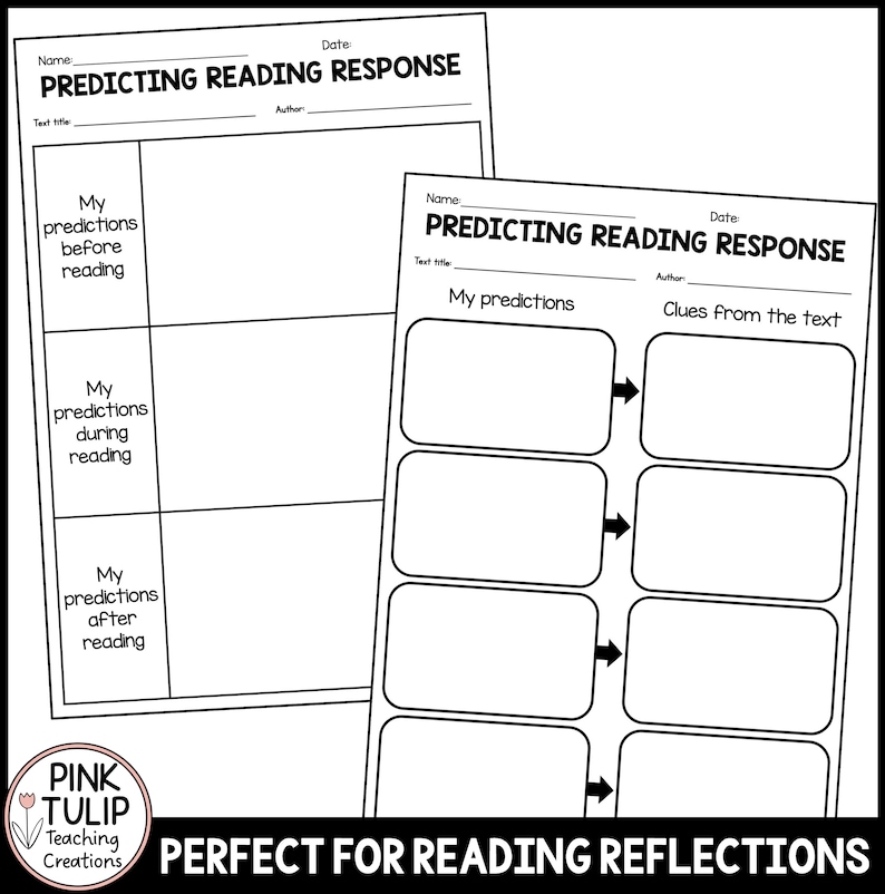 Making Predictions (predicting) Reading Response Pack - Templates for ...
