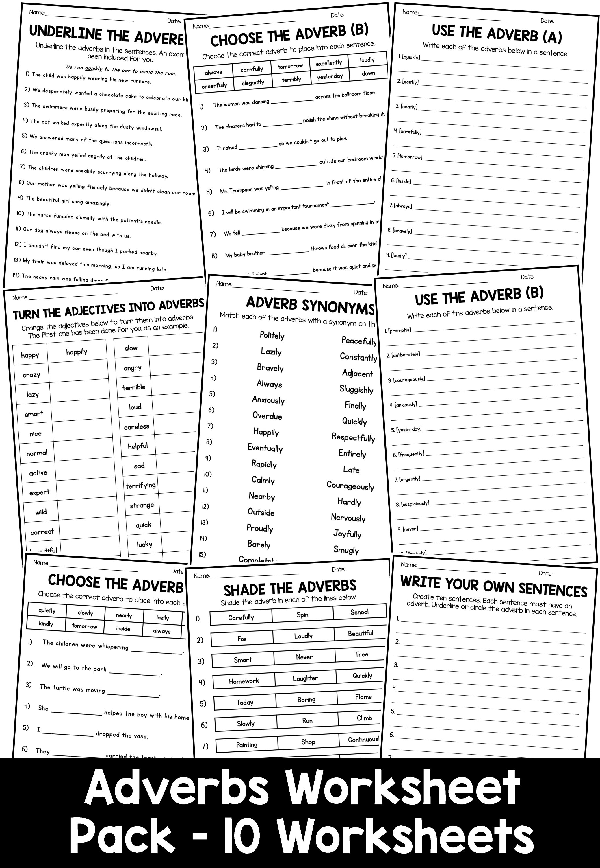 Adverbs Bundle Worksheet Pack and Guided Teaching Powerpoint - Etsy