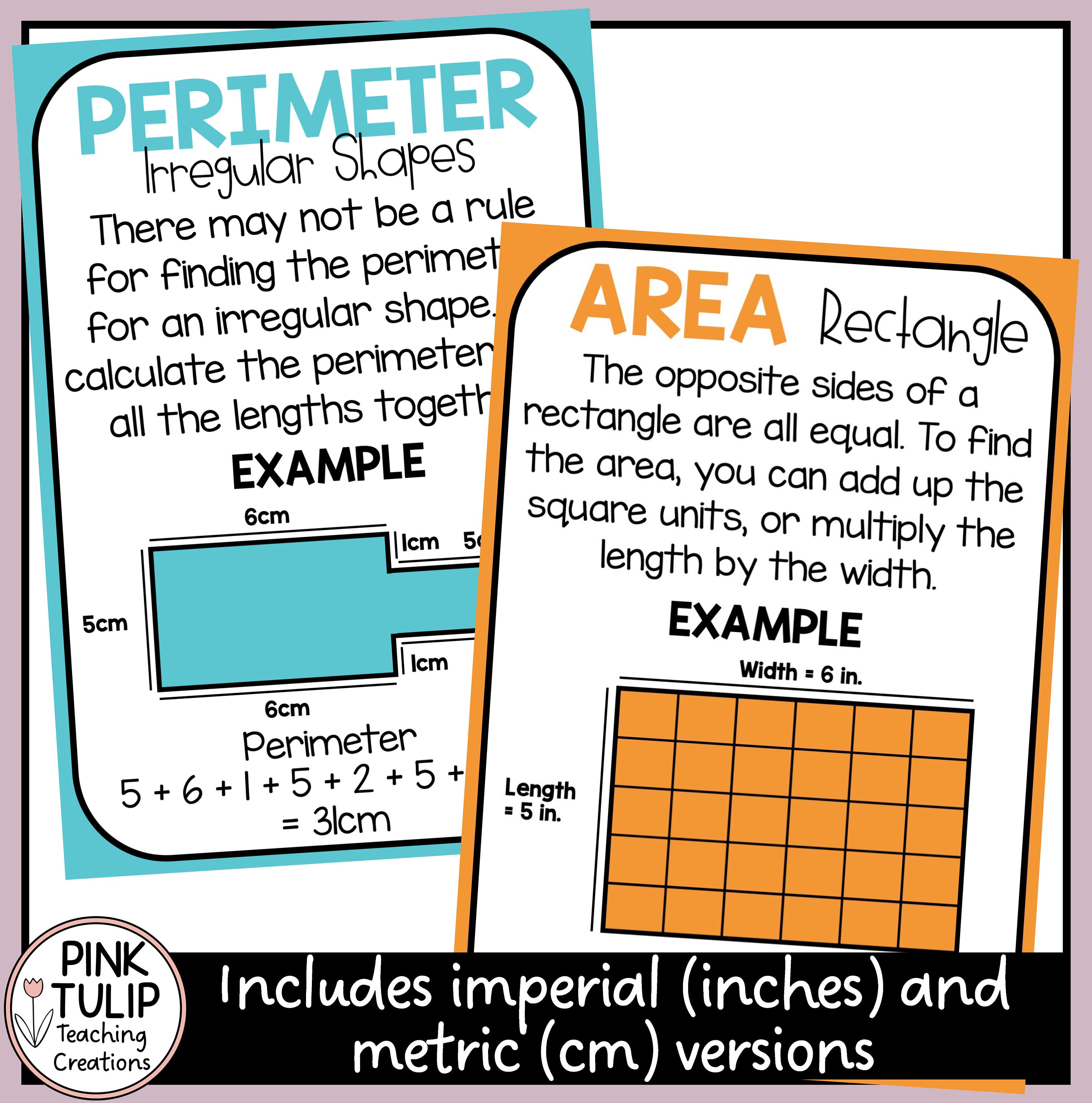 Area and Perimeter Posters - Classroom Decor - Etsy