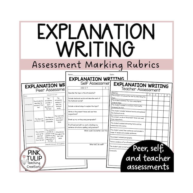 Explanation Writing - Marking Assessment Rubrics - Etsy
