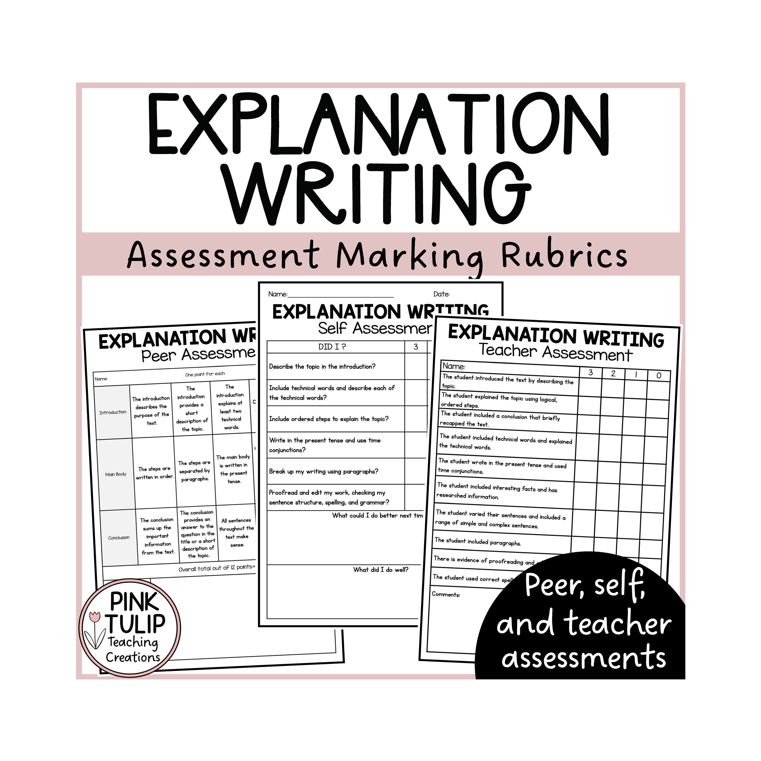 Explanation Writing - Marking Assessment Rubrics - Etsy Explanation Writing - Marking Assessment Rubrics - Etsy