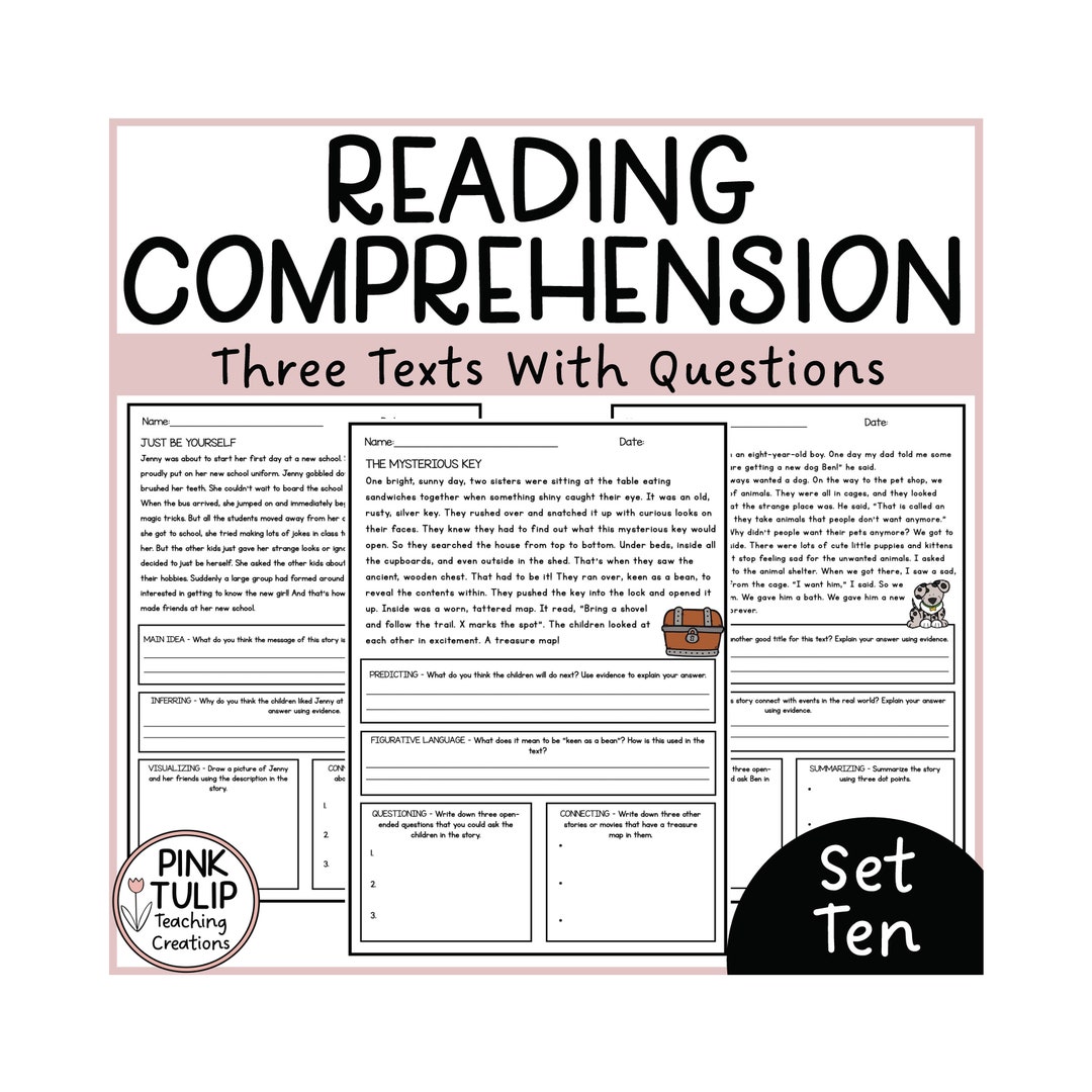Comprehension Worksheets - Reading Strategies Set #10 - Etsy