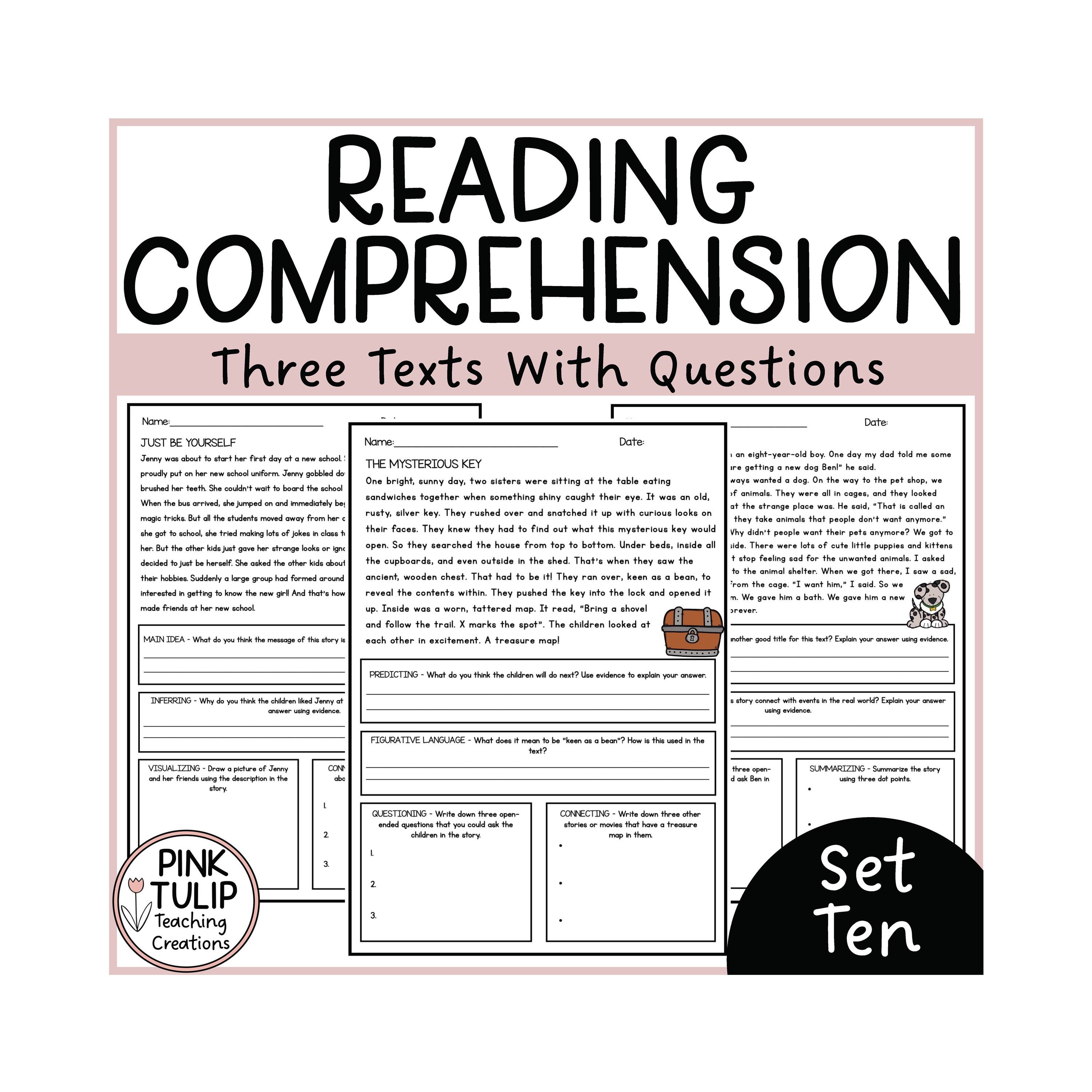 Comprehension Worksheets - Reading Strategies Set #10 - Etsy
