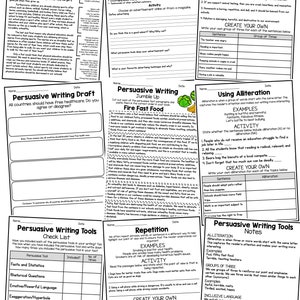 Persuasive Writing Worksheet Pack - No Prep Lesson Ideas - Etsy