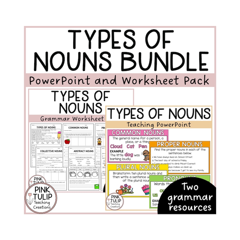 Types of Nouns Bundle - Worksheet Pack and Guided Teaching Powerpoint ...