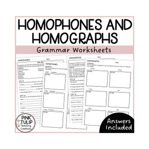 Homophones and Homographs - Grammar Worksheets With Answers - Etsy