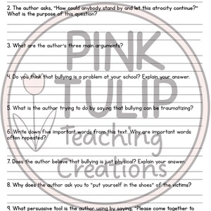 Persuasive Writing Comprehension - Beat Bullying - Etsy