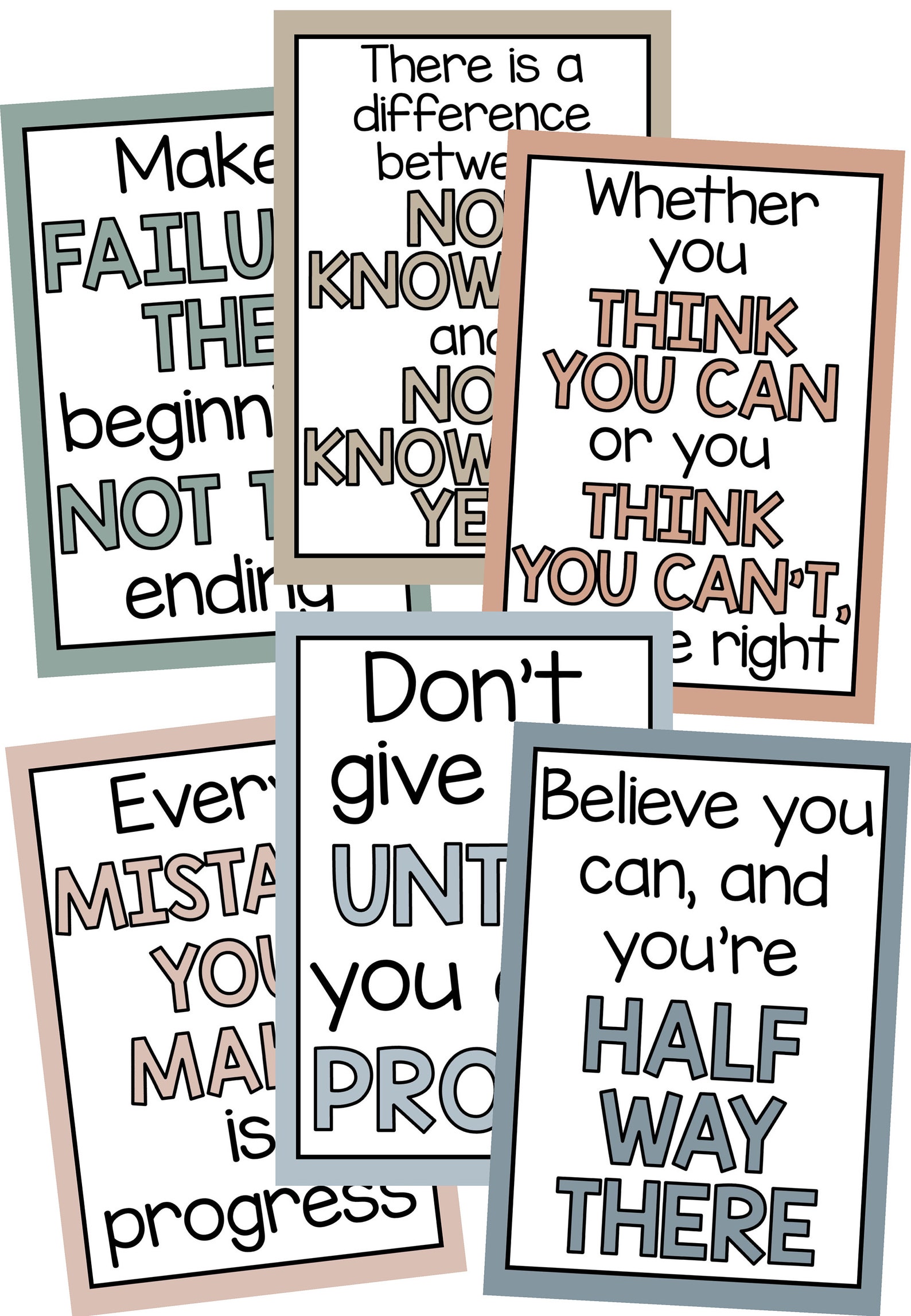 Growth Mindset Poster Set - Earth Tones Classroom Decor - Etsy