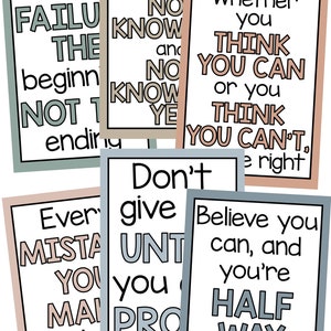 Growth Mindset Poster Set - Earth Tones Classroom Decor - Etsy