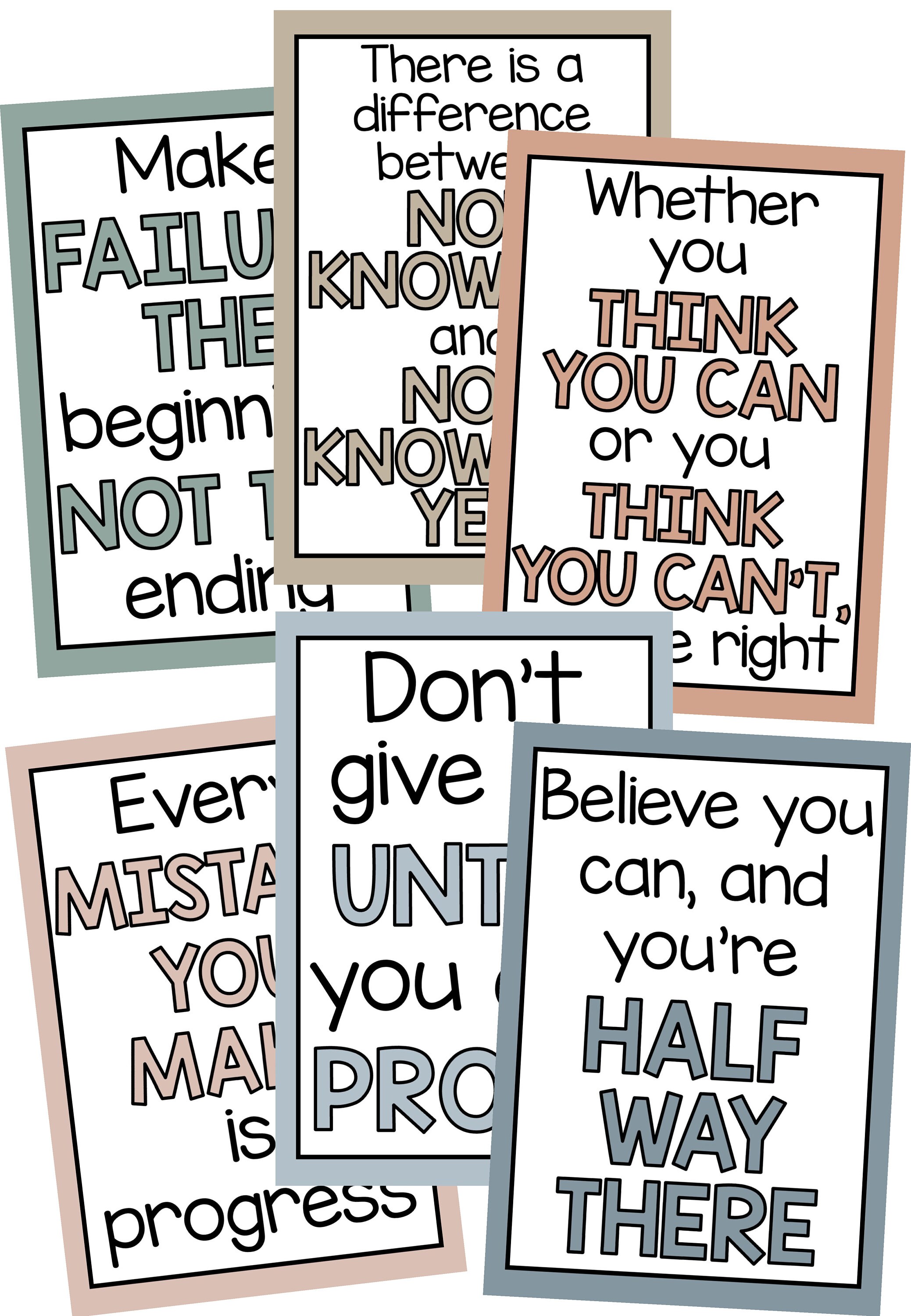 Growth Mindset Poster Set - Earth Tones Classroom Decor - Etsy