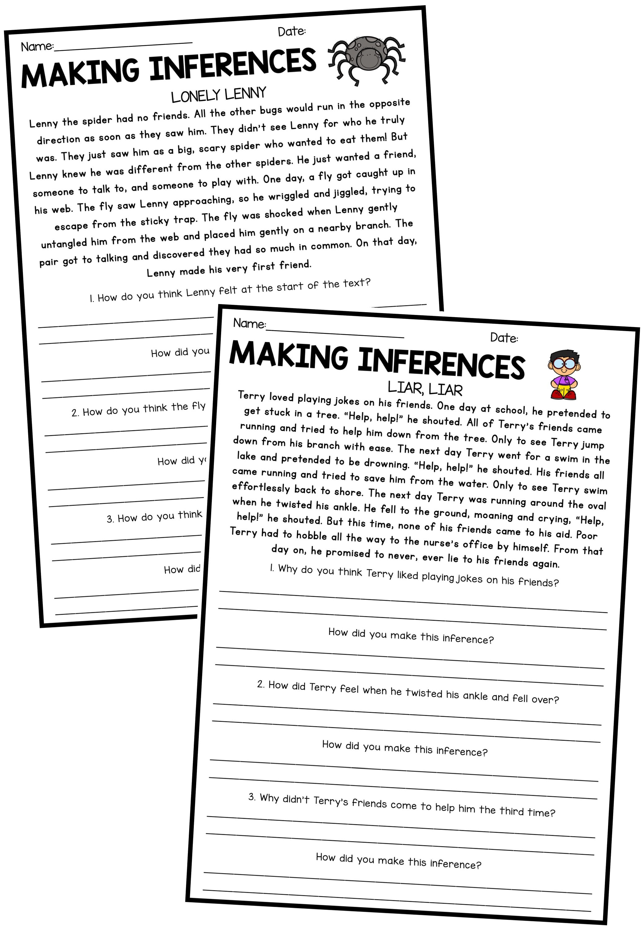 Making Inferences and Drawing Conclusions - Reading Worksheet Pack - Etsy