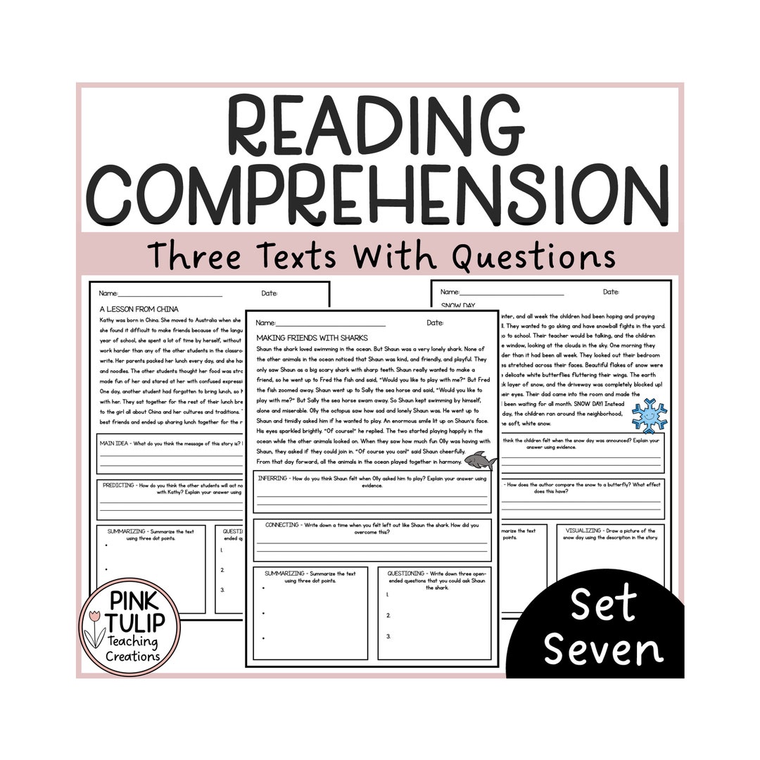 Comprehension Worksheets - Reading Strategies Set #7 - Etsy