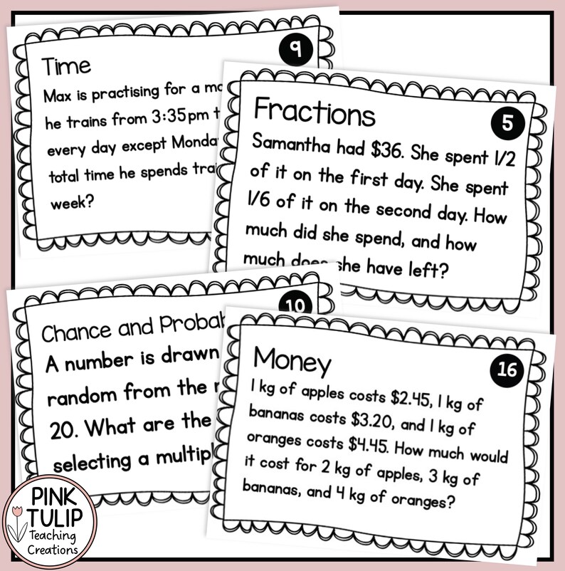 Maths Problem Solving Worded Question Task Cards - Etsy