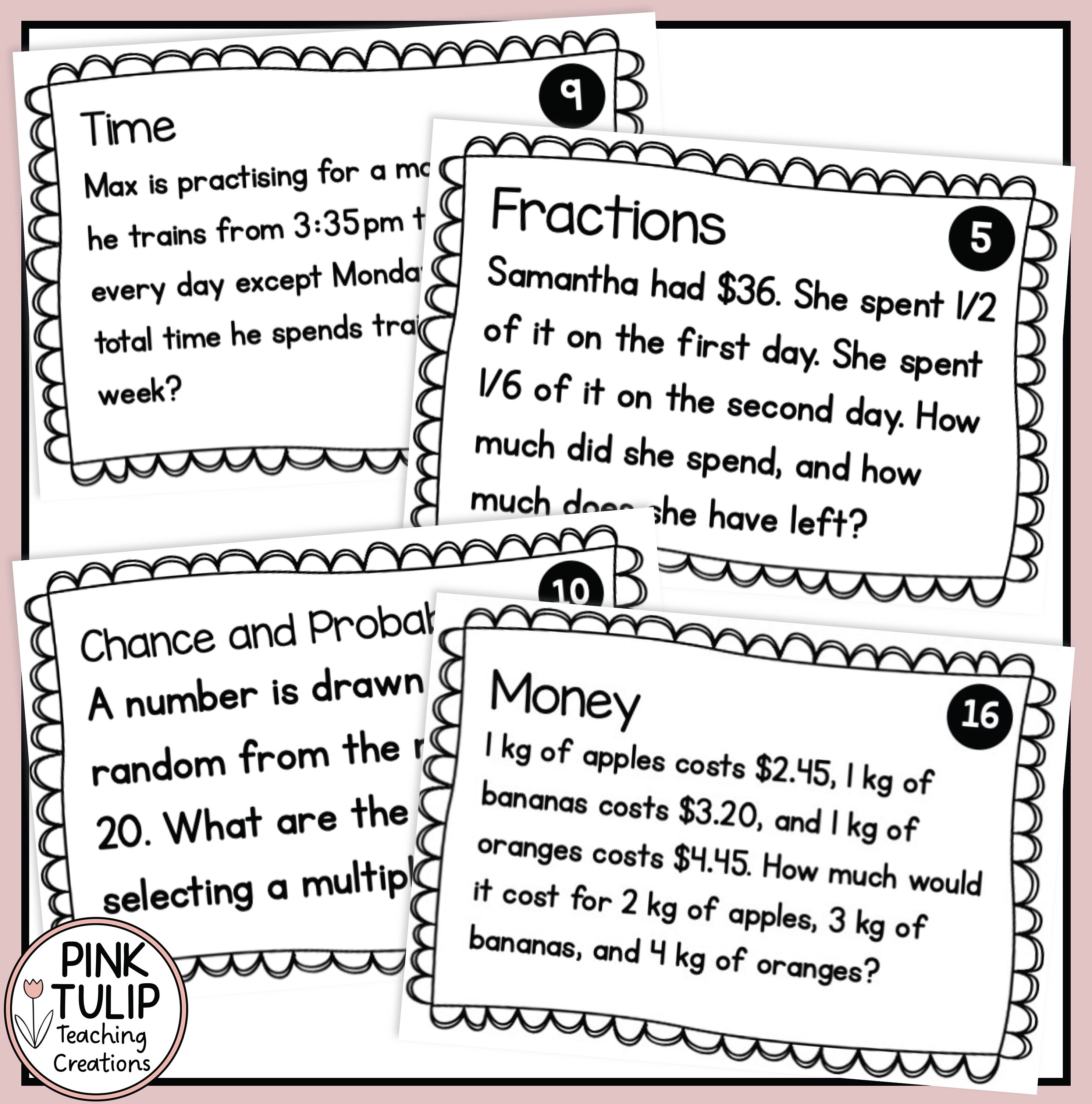 Maths Problem Solving Worded Question Task Cards - Etsy
