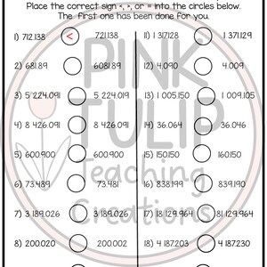 Decimal Place Value Into the Thousandths - Worksheet Pack - Etsy