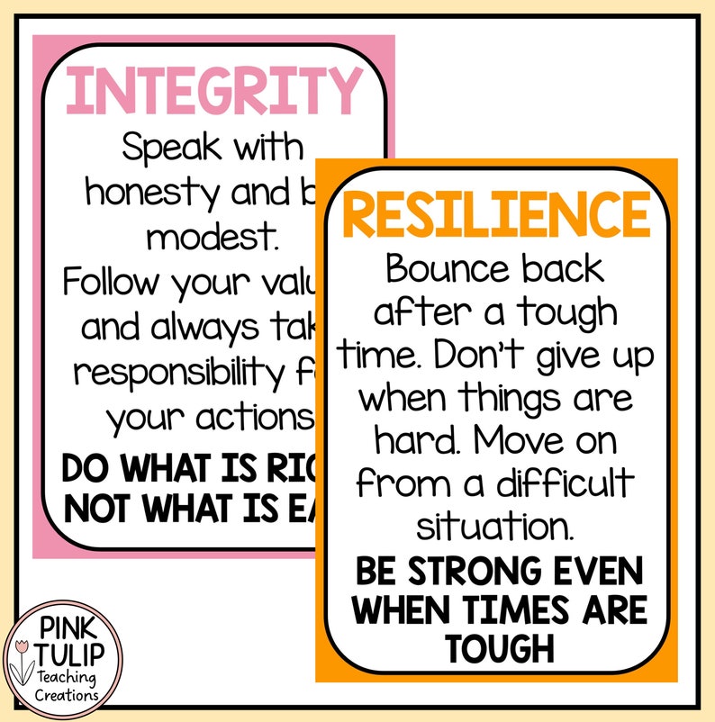 Values Posters - Classroom Decor - Etsy