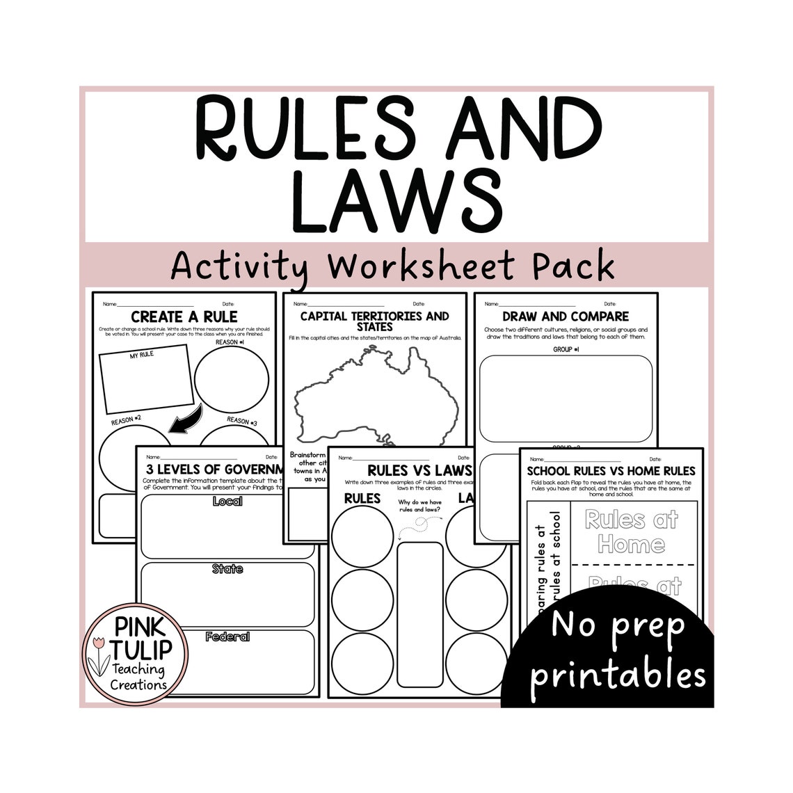 Rules and Laws Activity Pack - Civics and Citizenship Unit - Etsy