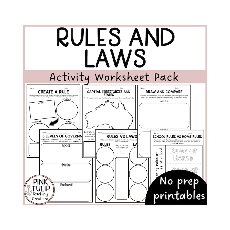 Rules and Laws Activity Pack - Civics and Citizenship Unit - Etsy