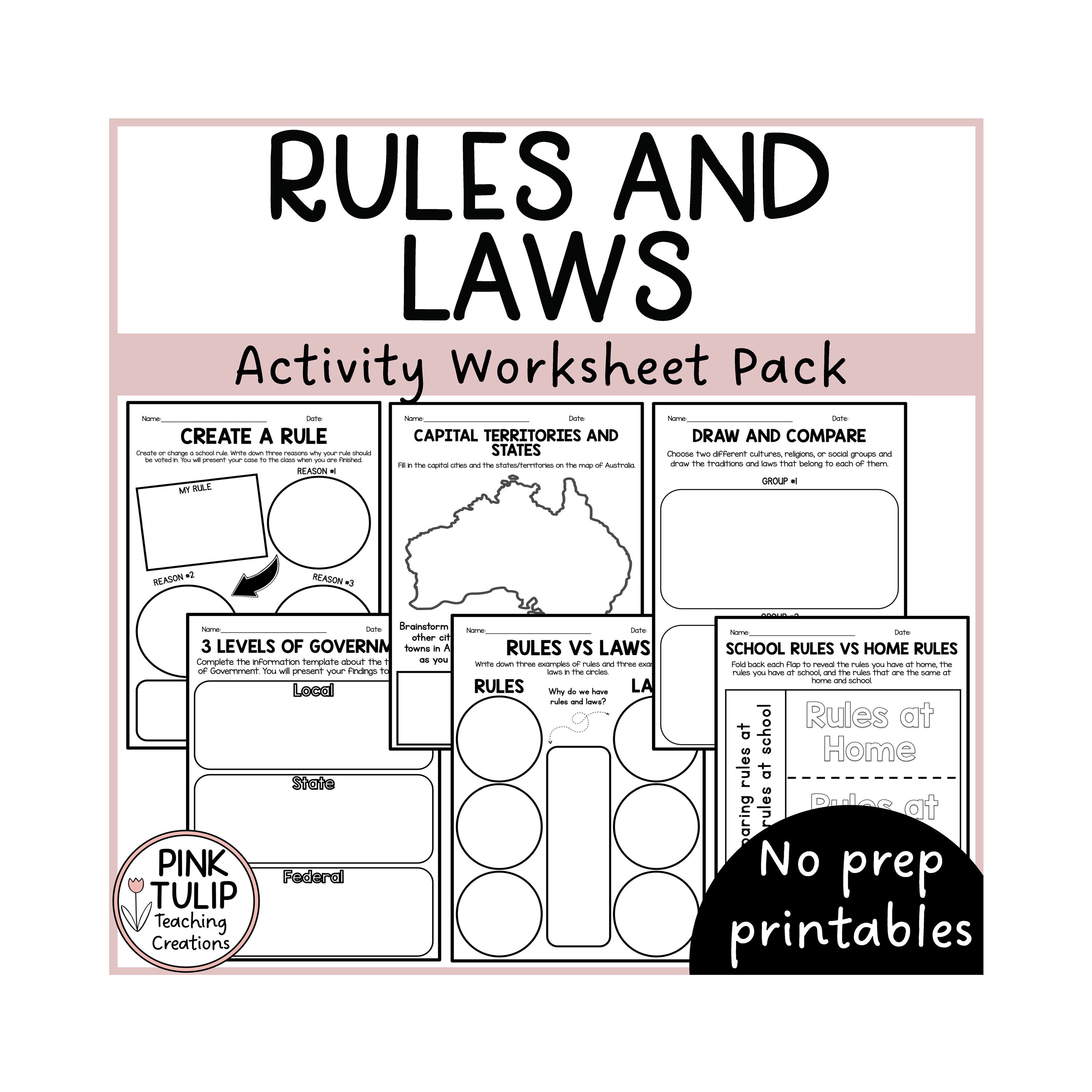 Rules and Laws Activity Pack - Civics and Citizenship Unit - Etsy